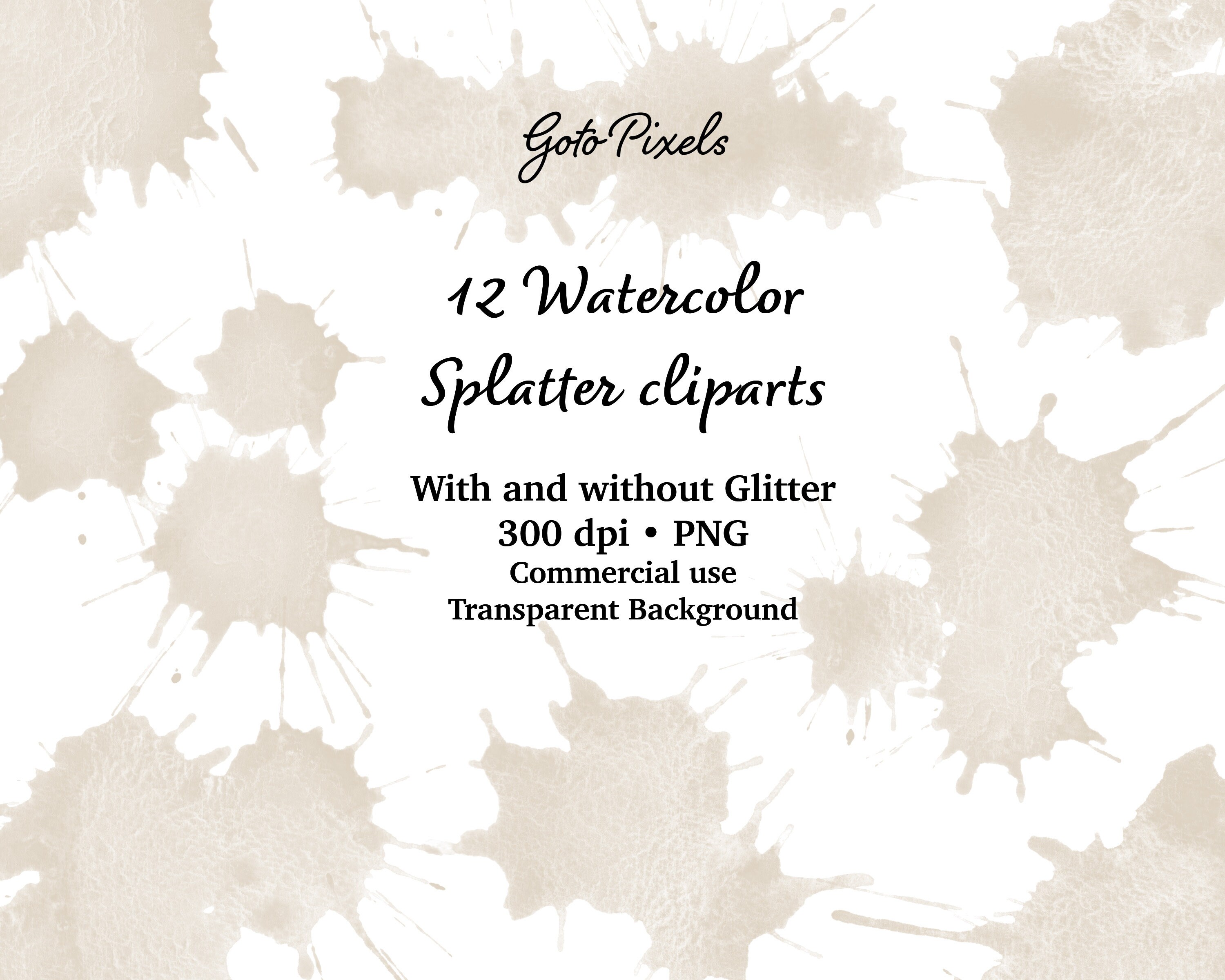 Greige Watercolor Splatter clipart Splashes and Splotches | Etsy