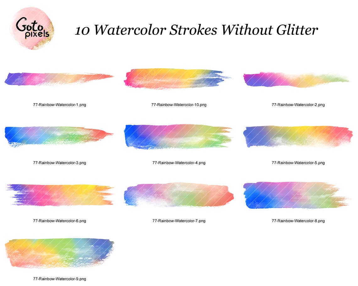 Rainbow Watercolor Brush Strokes Rainbow Watercolor Clipart - Etsy