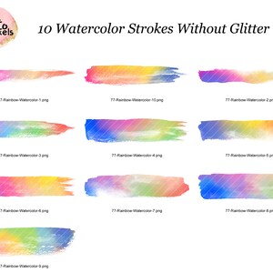 Rainbow Watercolor Brush Strokes, Rainbow Watercolor Clipart, Splash ...