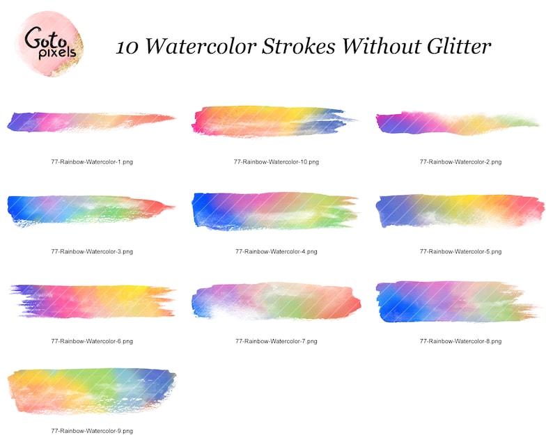 Rainbow Watercolor Brush Strokes Rainbow Watercolor Clipart - Etsy