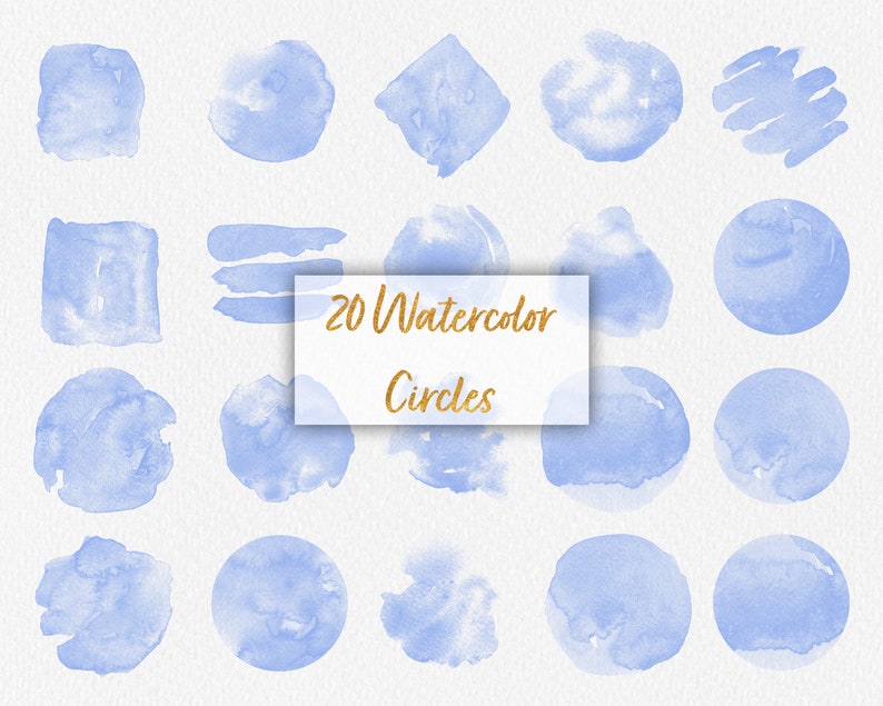 Gold Circles With Blue Watercolor Watercolor Circles for | Etsy