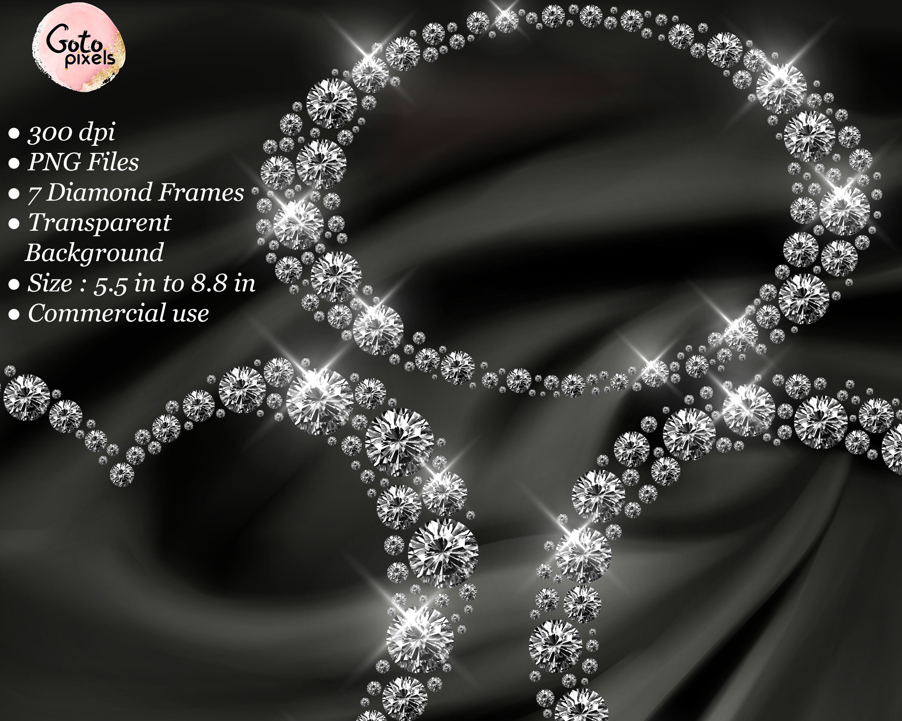 Black Diamond Frame Clipart Black Diamond Borders Overlay - Etsy Australia