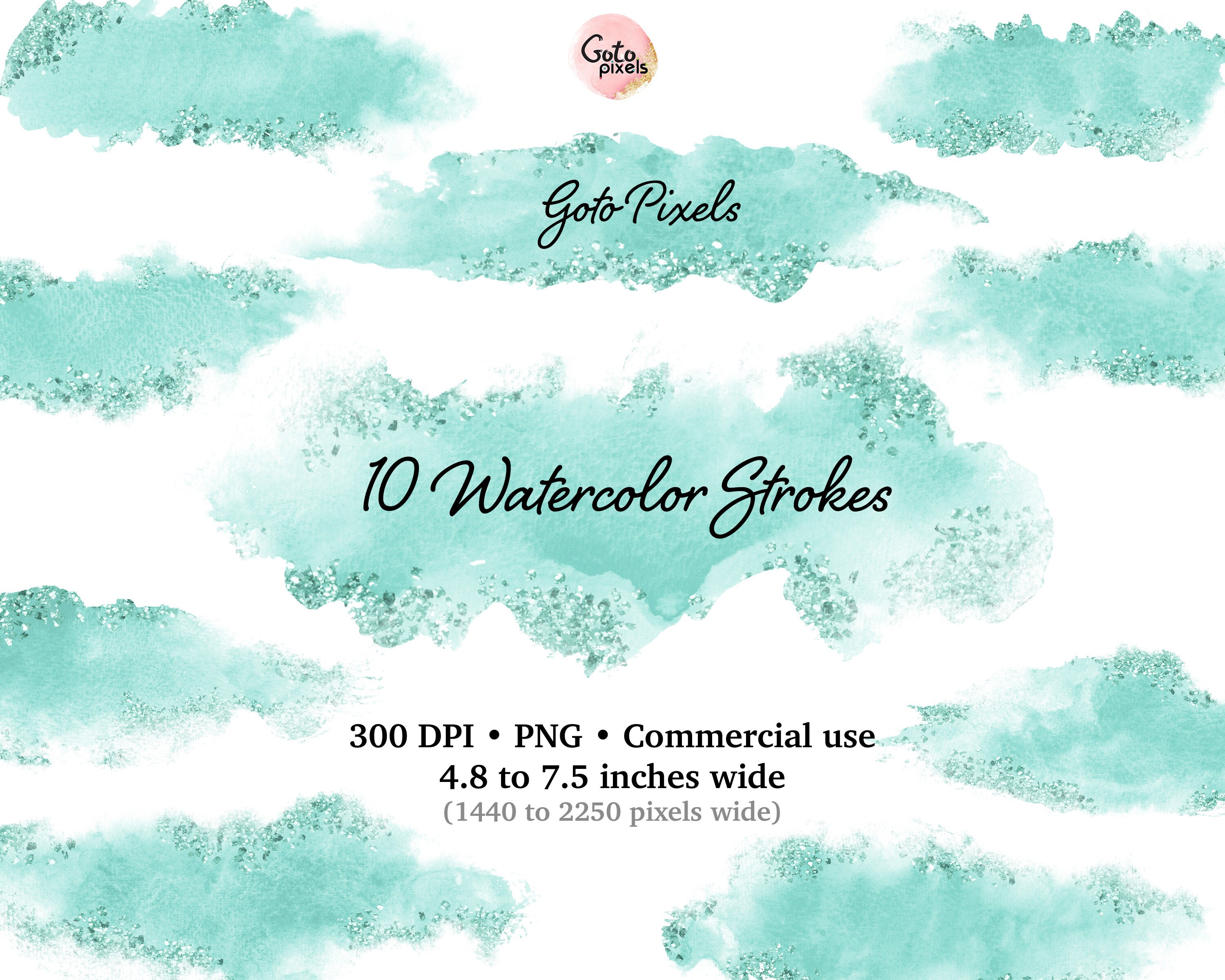 Aqua Watercolor Brush Strokes Aqua Watercolor Clipart Splash | Etsy