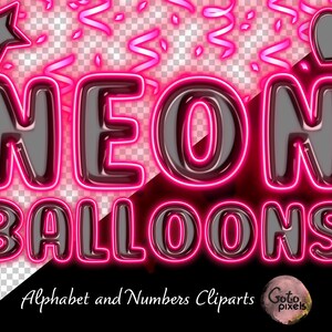 Pink Neon Foil Balloon Alphabet Clip Art-digital Instant Download ...