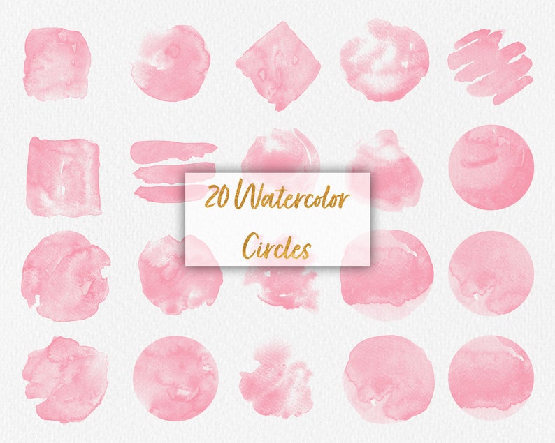 Gold Circles With Pink Watercolor Watercolor Circles for | Etsy