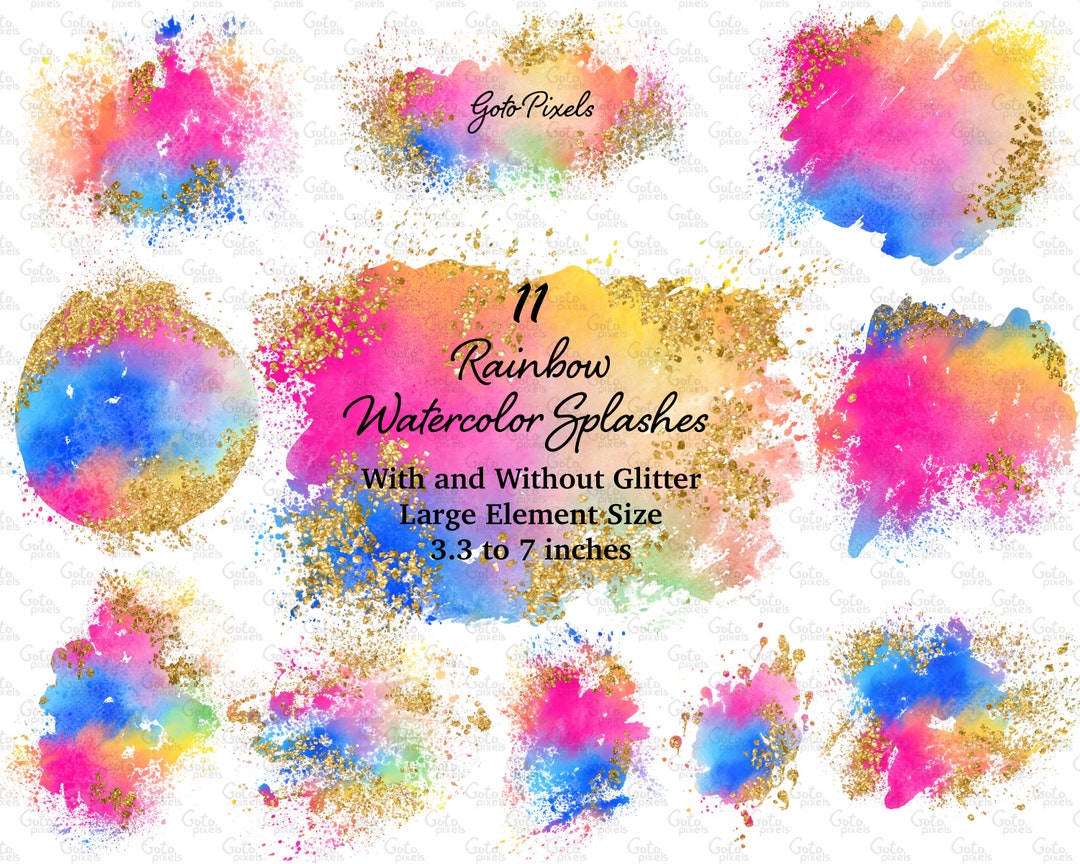Rainbow Watercolor Splash Clipart | Splashes and Splotches Clip Art ...