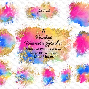 Rainbow Watercolor Splash Clipart | Splashes and Splotches Clip Art ...