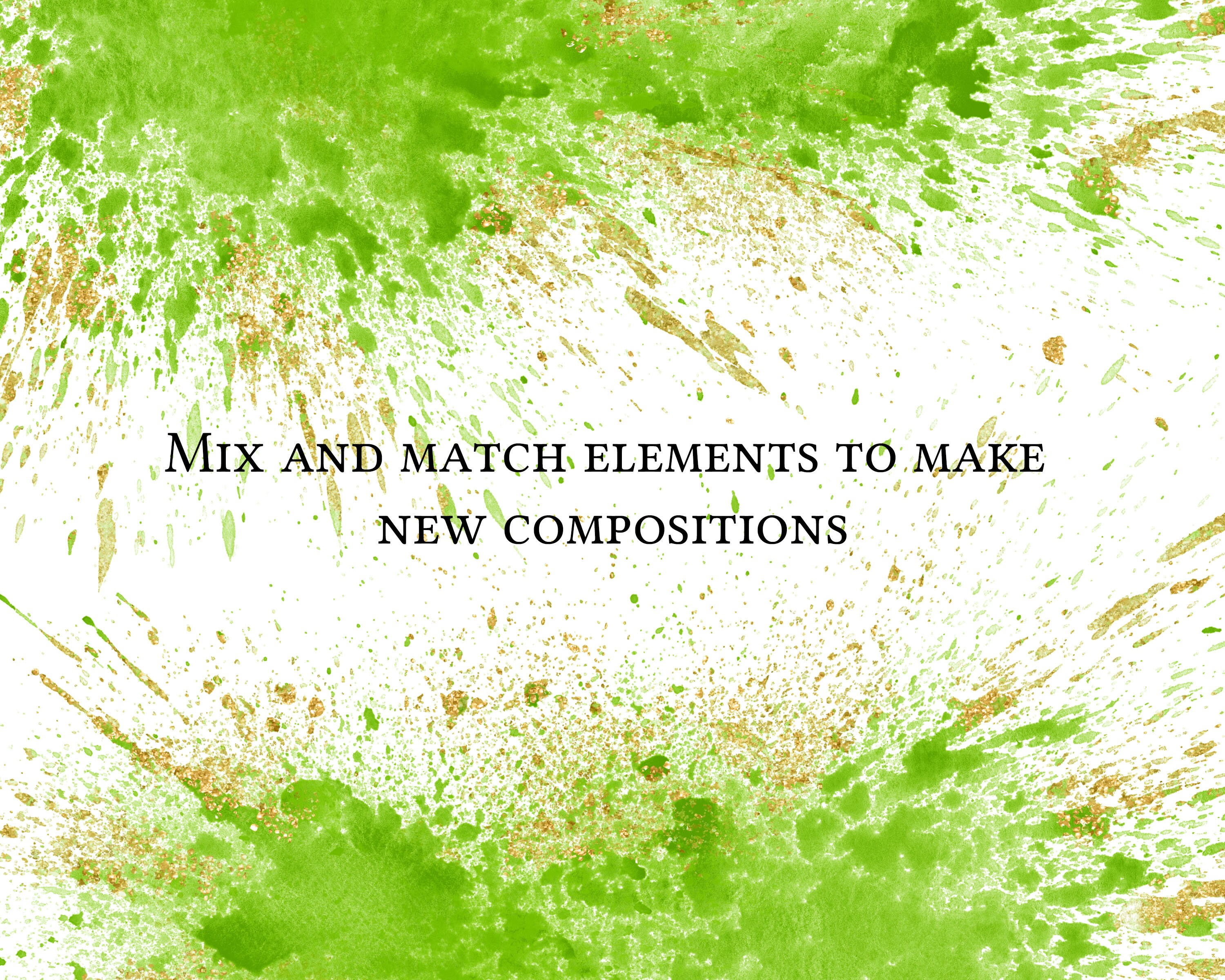 Lime Green Watercolor Splash Gold Glitter Clipart Splashes - Etsy