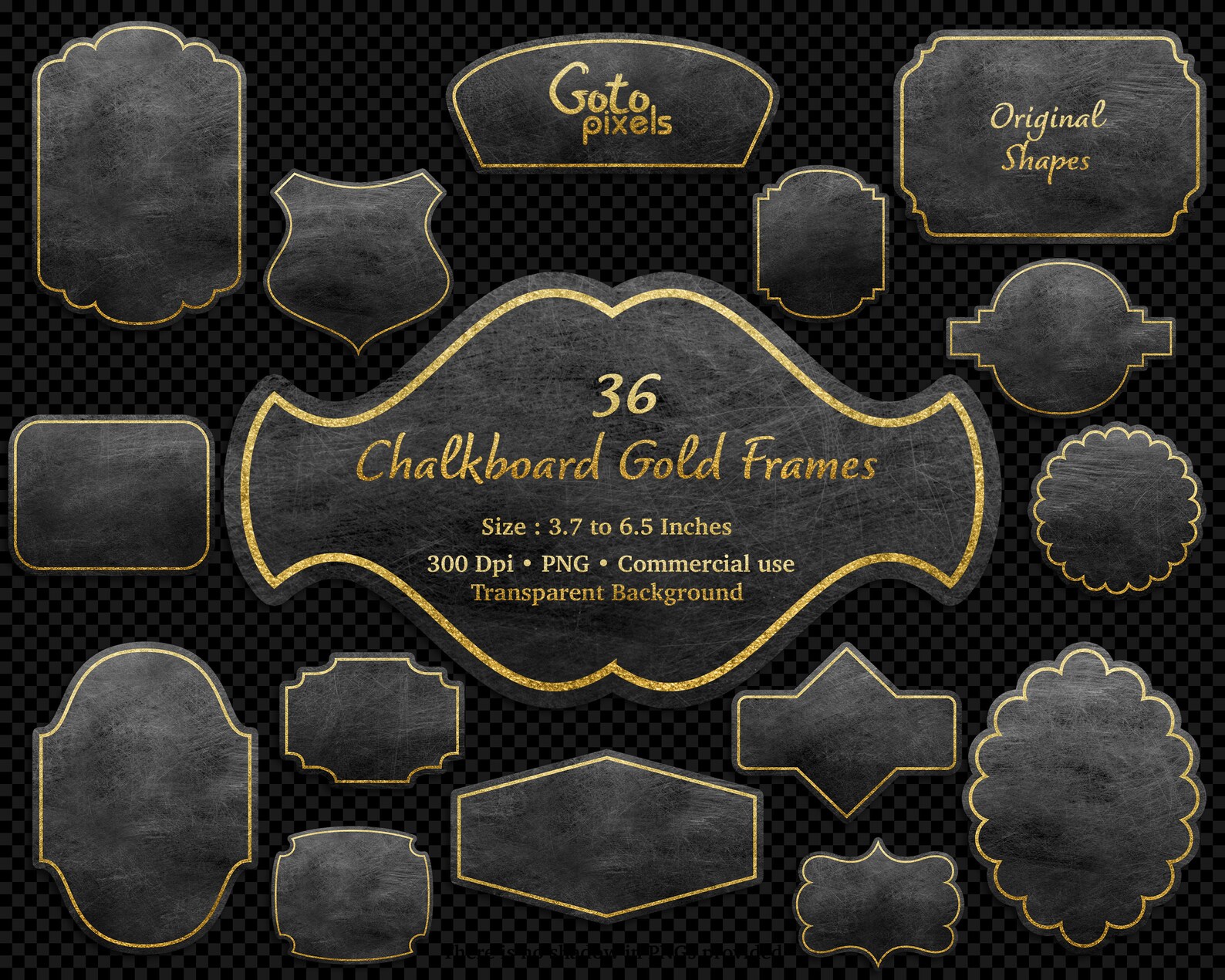 Chalkboard Gold Frames Clipart Gold Labels Chalkboard | Etsy