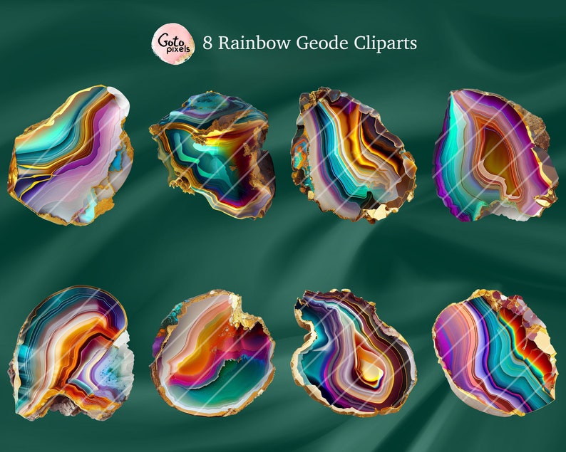 Colourful Geode Slices Clipart Agate Slice Clipart Stone - Etsy