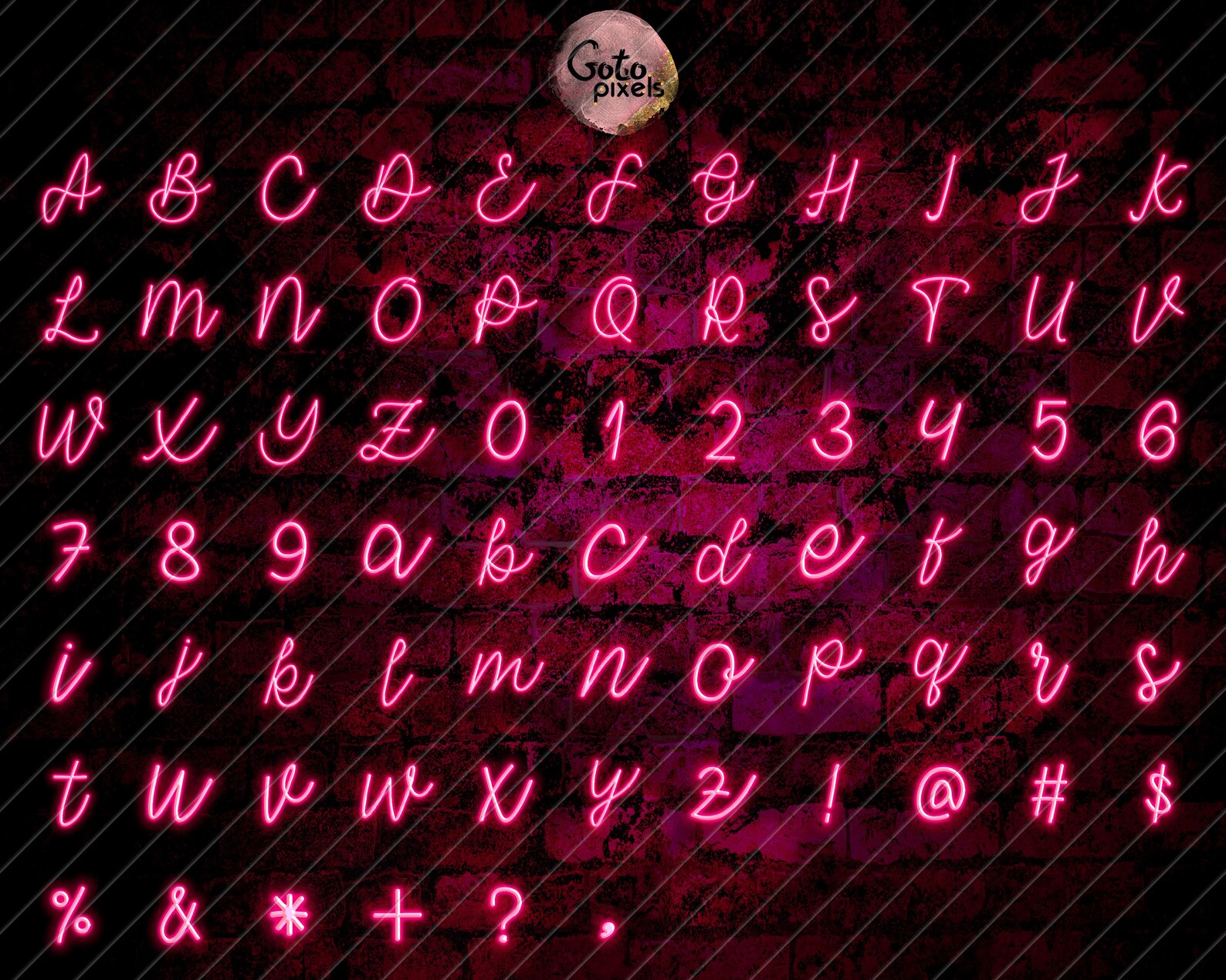 Pink Neon Alphabet Clipart Neon Letters Clipart Digital Neon | Etsy