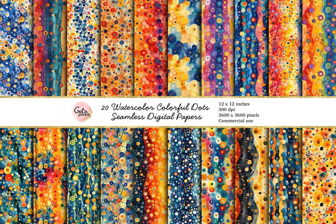 Watercolor Dots Digital Paper: Colorful Abstract Seamless Design ...