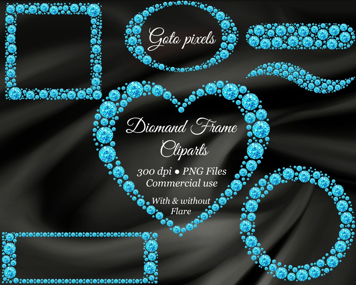 Blue Diamond Frame Clipart Blue Diamond Borders Overlay | Etsy