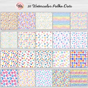 20 Watercolor Polka Dot Digital Paper, Coloful Polka Dots Pattern ...