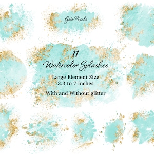 Aqua Watercolor Glitter Clipart | Splashes and Splotches Clip Art ...