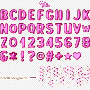Pink Foil Balloon Alphabet Clip Art Digital Instant Download Graphics ...
