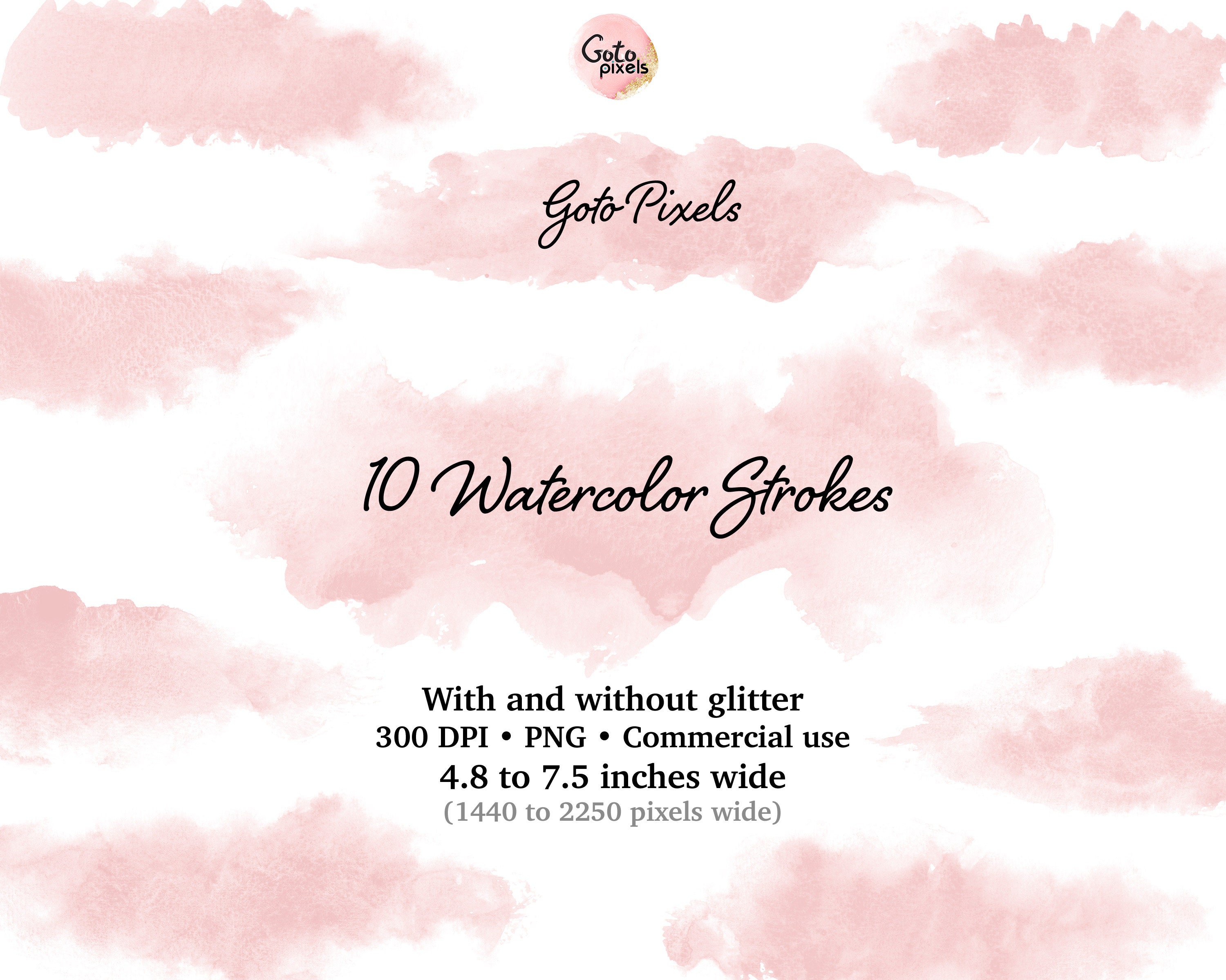 Pink Watercolor Brush Strokes Pink Watercolor Clipart Splash - Etsy