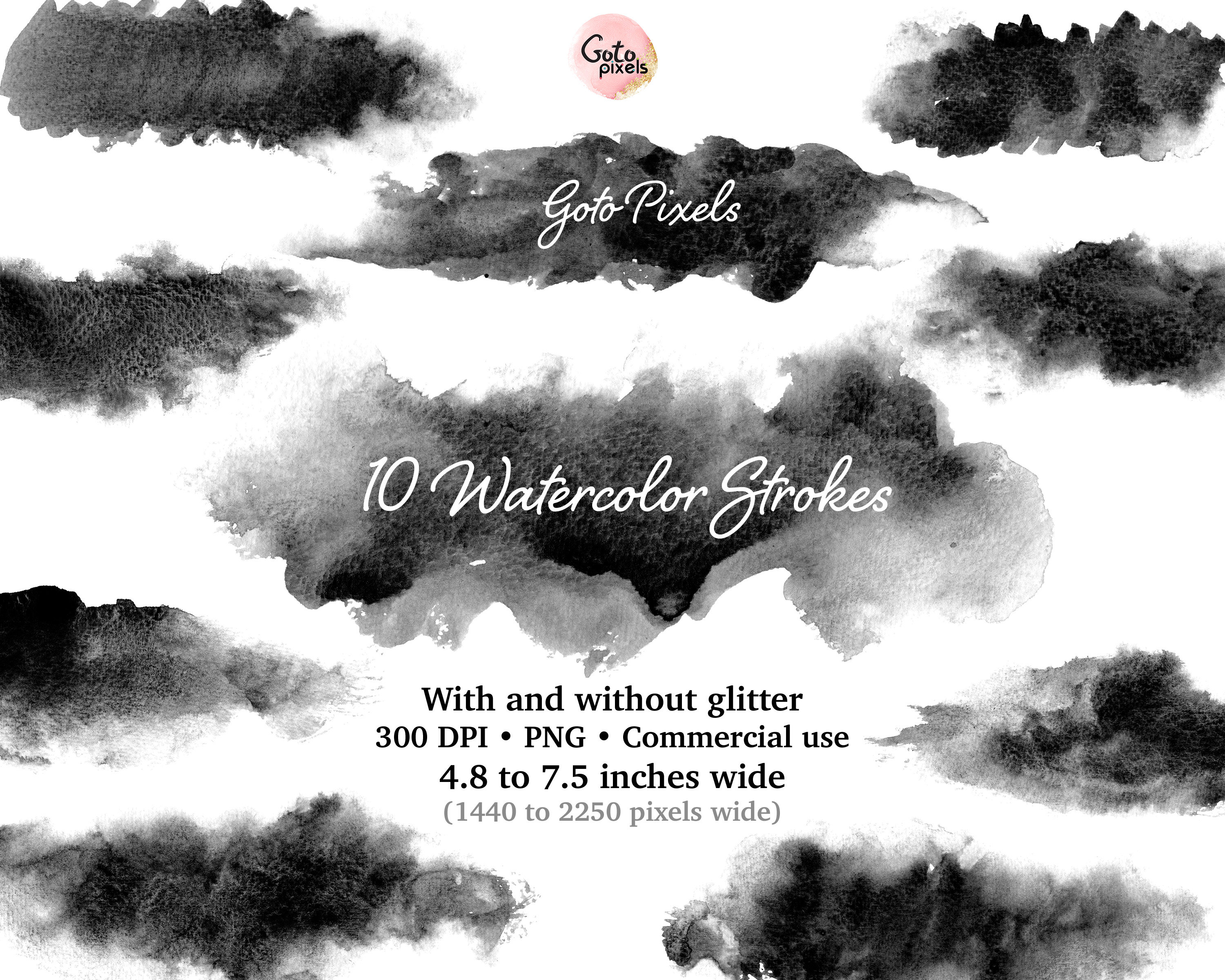 Black Watercolor Brush Strokes Black Watercolor Clipart - Etsy