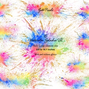 Rainbow Watercolor Glitter Clipart, Splashes and Splotches Clip Art ...