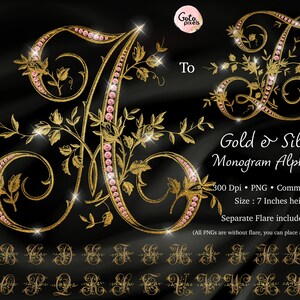 Gold Monogram Alphabet With Pink Pearl Diamond PNG Clipart, Silver ...