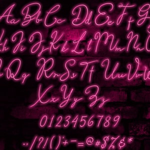 Neon Letters Clipart, Pink Neon Alphabet Clipart, Digital Neon Font ...