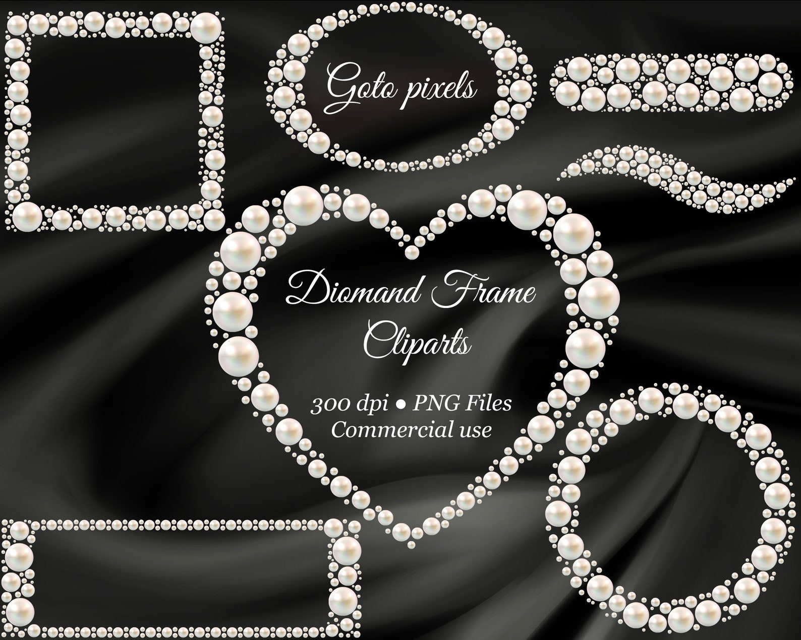 White Pearl Frame Clipart Pearl Borders Overlay Glitter Gems - Etsy UK