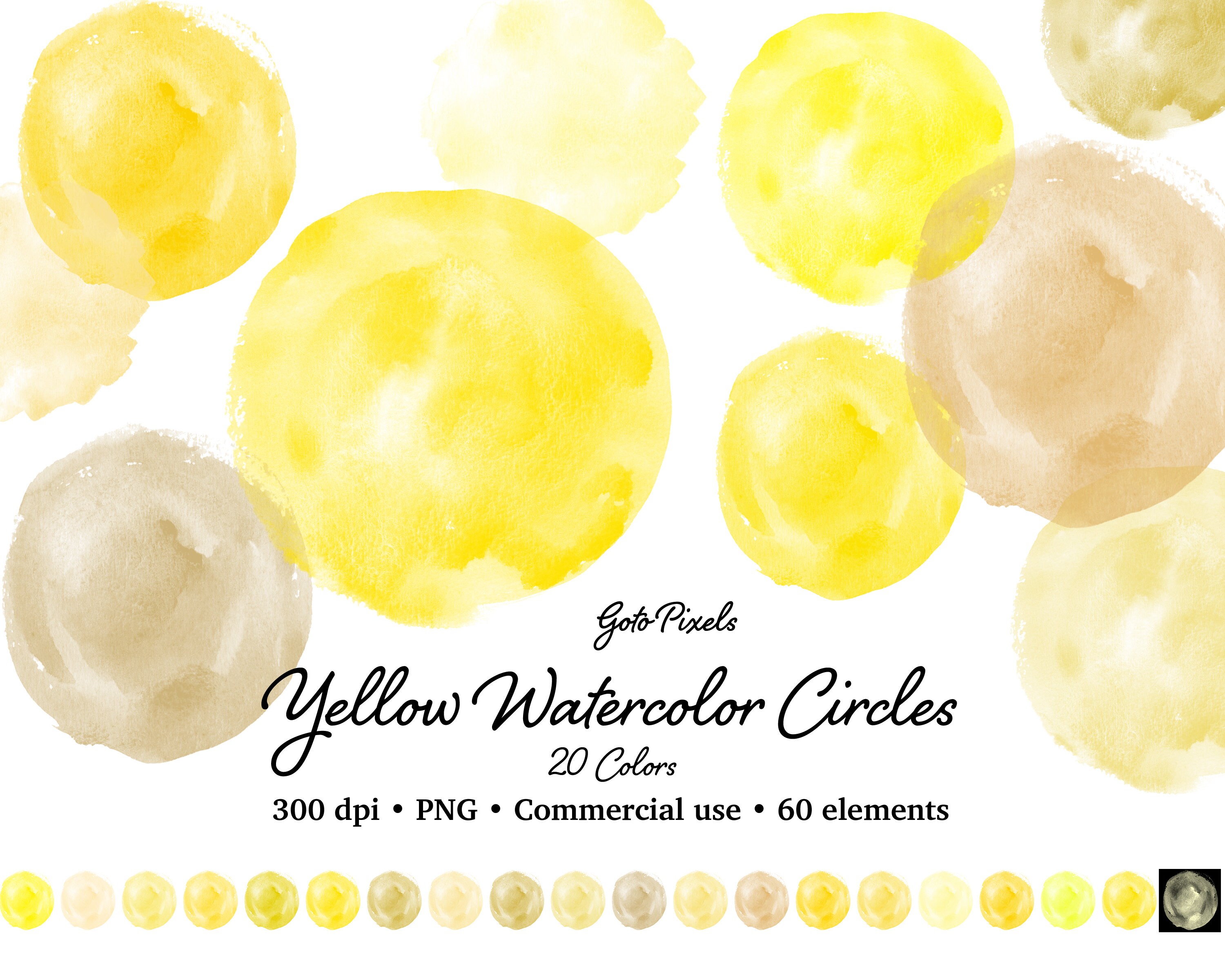 Yellow Watercolor Circle Clipart Watercolor Circles for Logo | Etsy