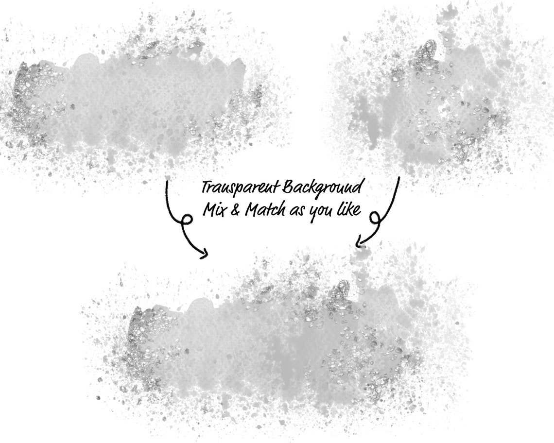 Grey Watercolor glitter clipart Splashes and Splotches clip | Etsy