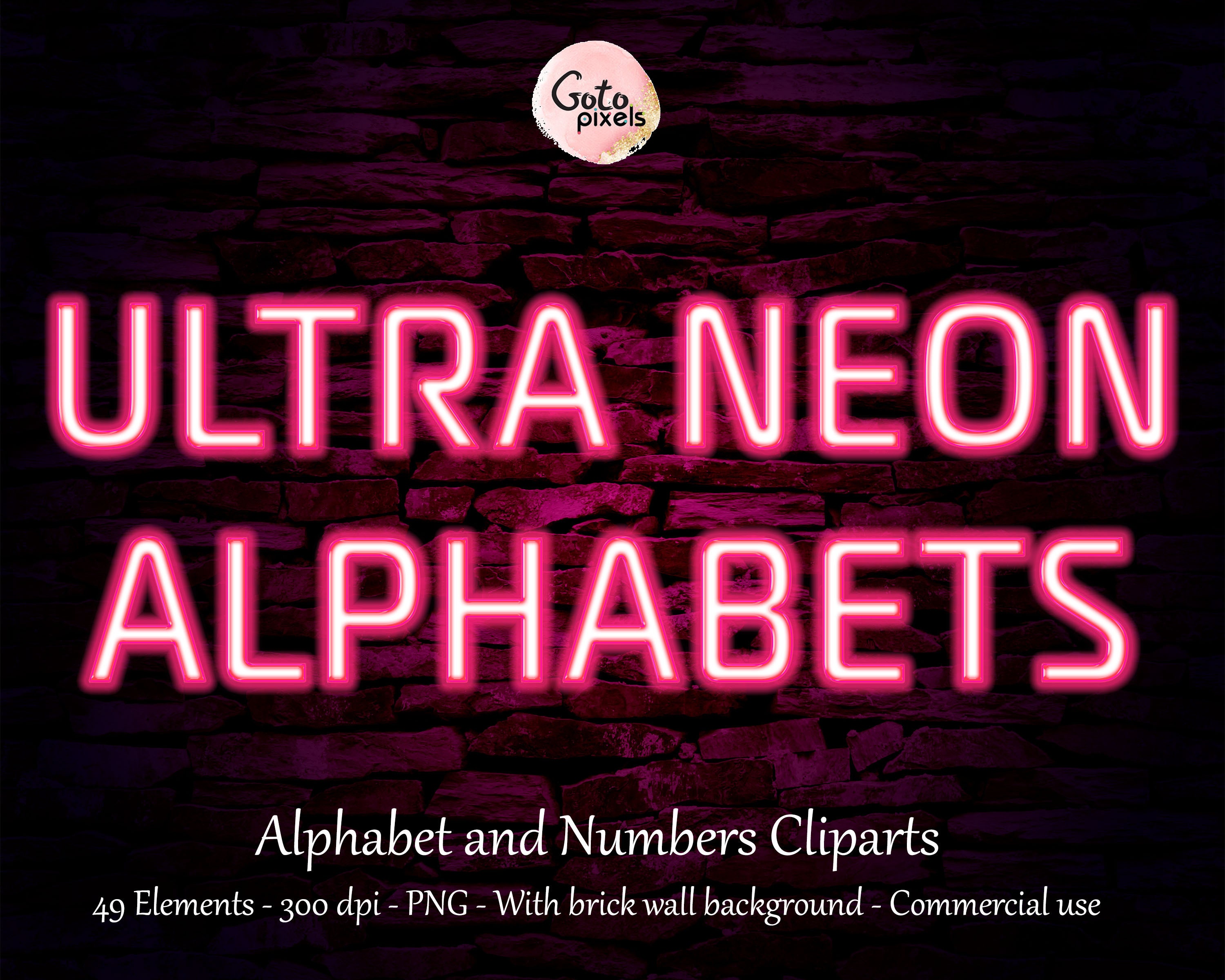 Pink Neon Alphabet Clipart Neon Letters Clipart Digital Neon - Etsy