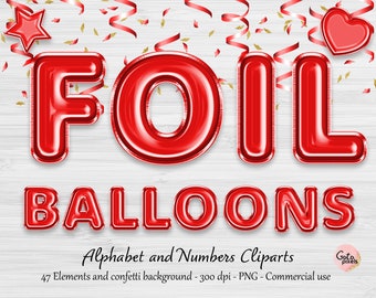 Red Foil Balloon Alphabet Clip Art Digital Instant Download - Etsy