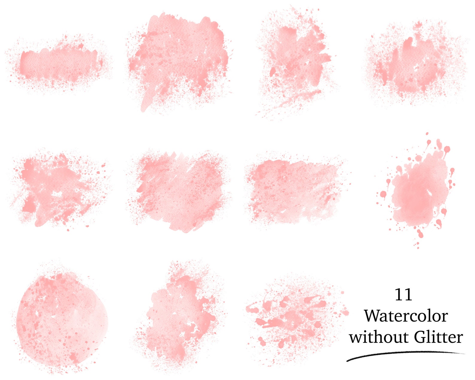Pink Watercolor Glitter Clipart Splashes and Splotches Clip | Etsy
