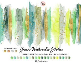 Watercolor Brush Strokes Clipart | Blue, Purple, Pink (digital Download ...