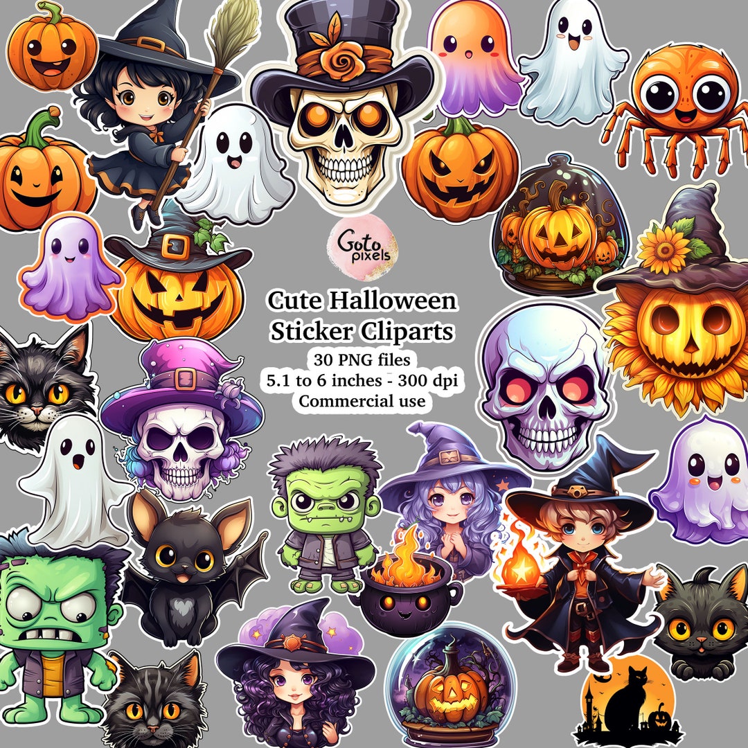 Halloween Sticker Pack Digital Stickers Pack, Halloween Sticker Bundle ...