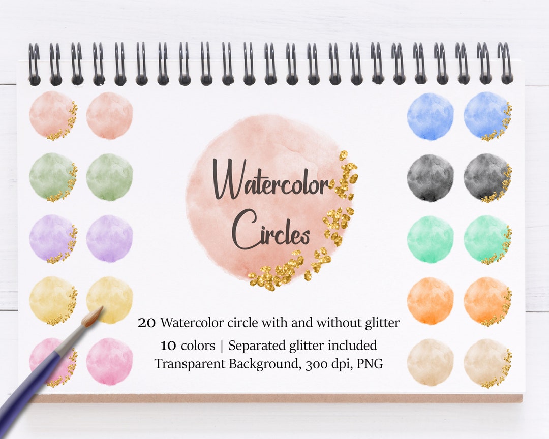 Watercolor Circles With Gold, Watercolor Design Elements, Watercolor ...