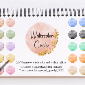 Watercolor Circles With Gold, Watercolor Design Elements, Watercolor ...