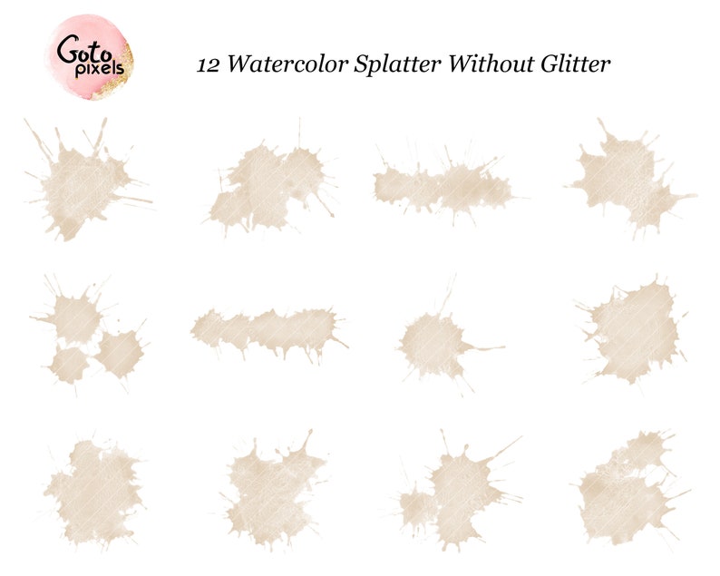 Beige Watercolor Splatter Clipart Splashes and Splotches Clip - Etsy