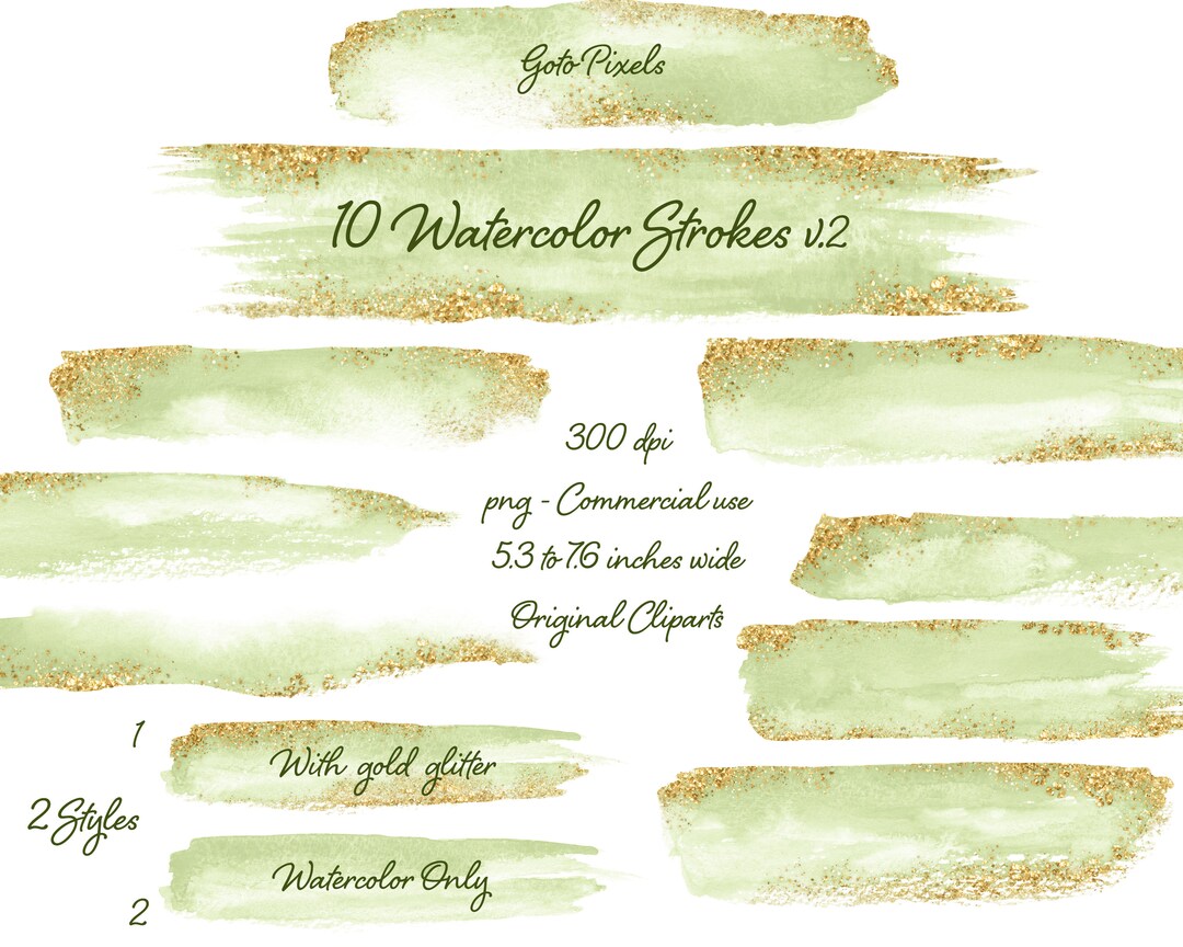 Green Watercolor Brush Strokes, Green Watercolor Clipart, Splash ...