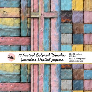 Shabby Chic Wooden Digital Paper: Iridescent Seamless Textures (digital ...