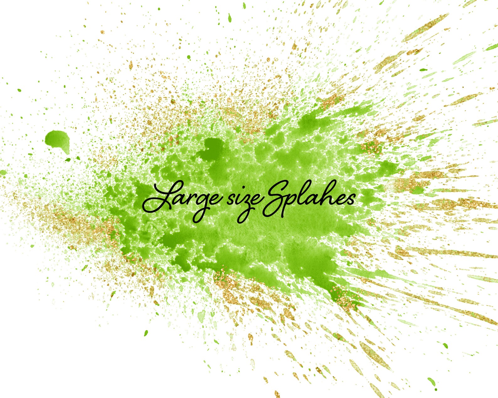 Lime Green Watercolor Splash Gold Glitter Clipart Splashes - Etsy
