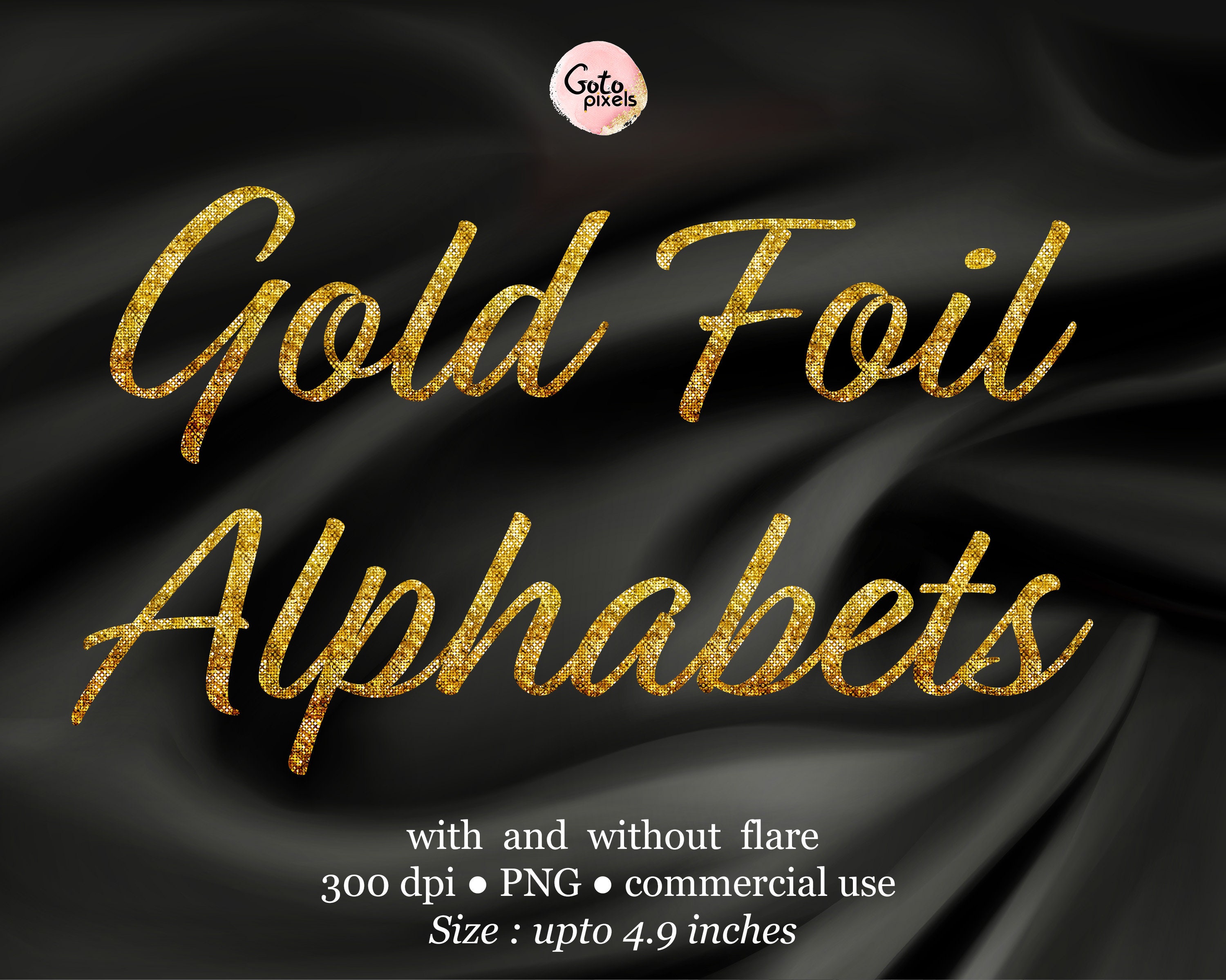 Gold Foil Alphabet Digital Clipart PNG File Format. Letters and Numbers ...