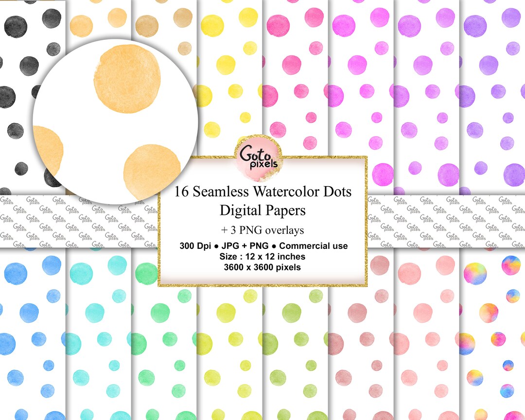 Seamless Pastel Polka Dots Digital Paper, Polka Dot Watercolor Digital ...