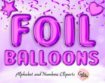 Purple Foil Balloon Alphabet Clip Art Digital Instant Download Graphics ...