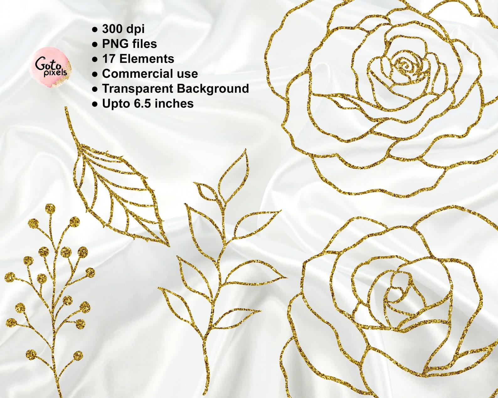 Burgundy Watercolor and Gold Glam Rose Clip Art Digital - Etsy