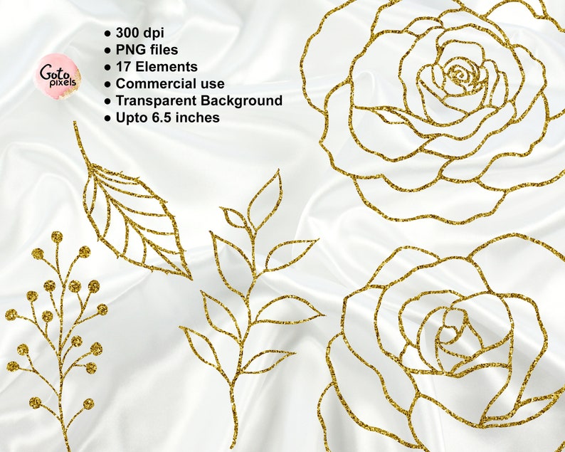 Burgundy Watercolor and Gold Glam Rose Clip Art Digital - Etsy