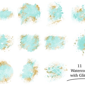 Aqua Watercolor Glitter Clipart | Splashes and Splotches Clip Art ...