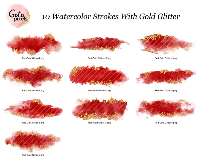 Red Watercolor Brush Strokes Red Watercolor Clipart Splash - Etsy
