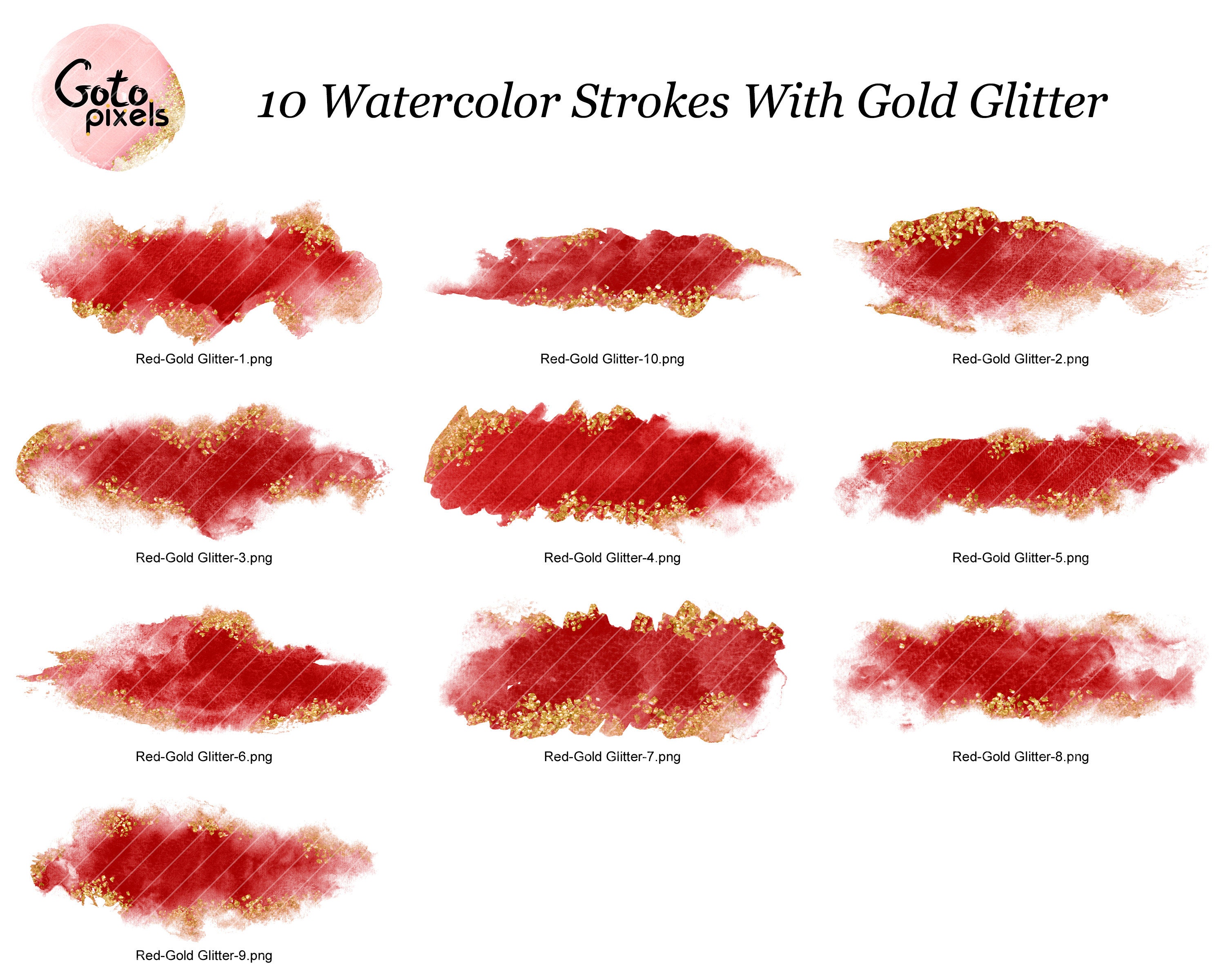 Red Watercolor Brush Strokes Red Watercolor Clipart Splash - Etsy