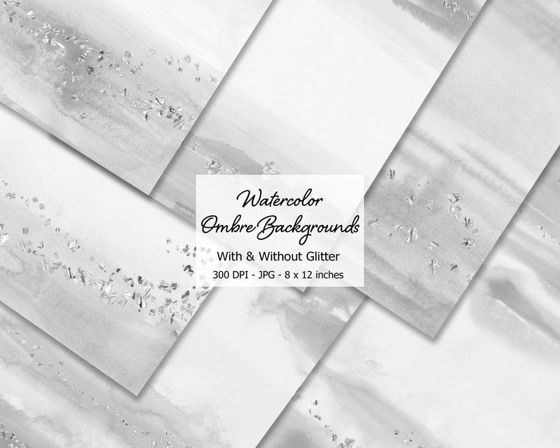 Grey Watercolor Ombre Digital Paper Digital Paper - Etsy