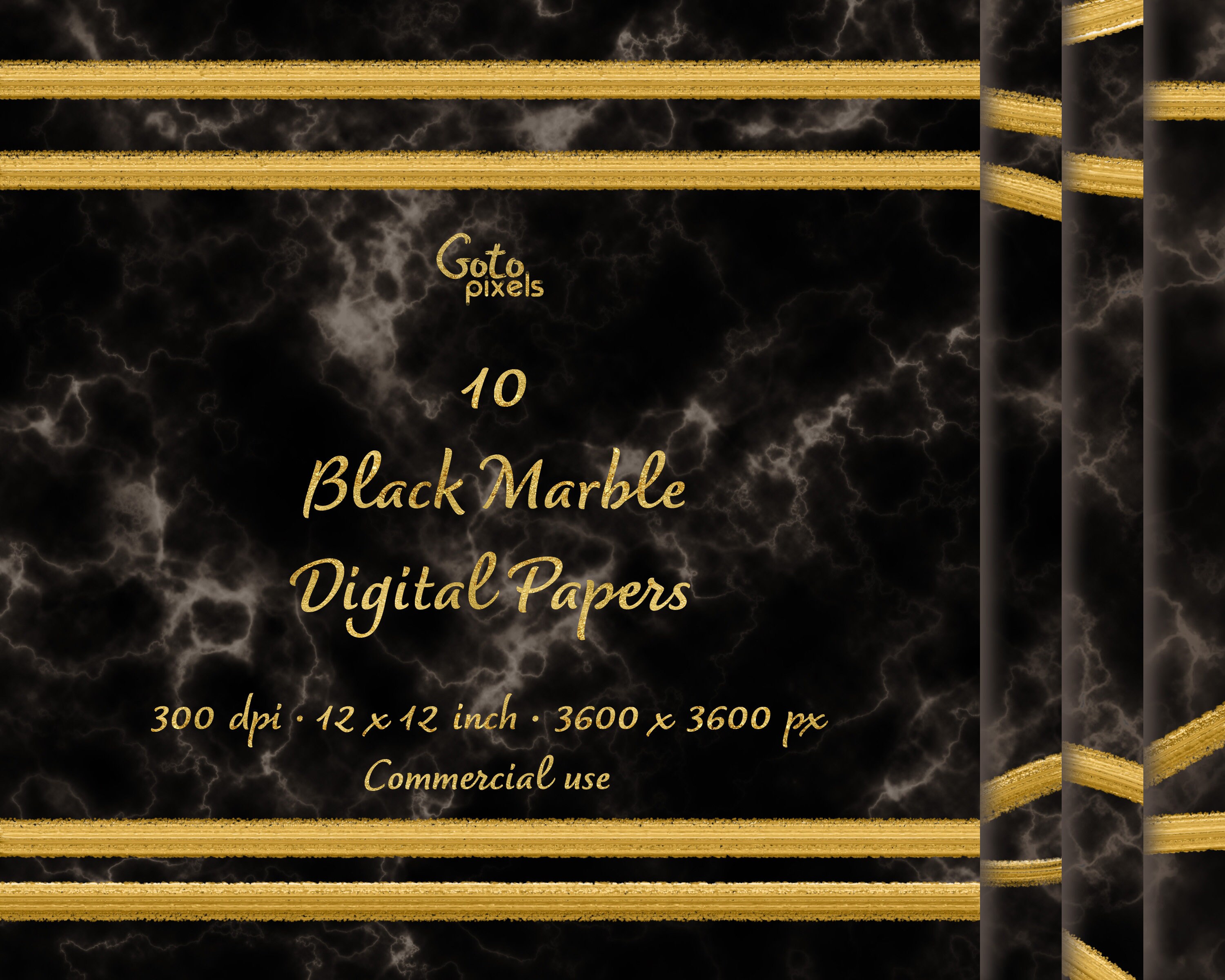 Black Gold Digital Paper Black Marble Printable Paper Marble - Etsy