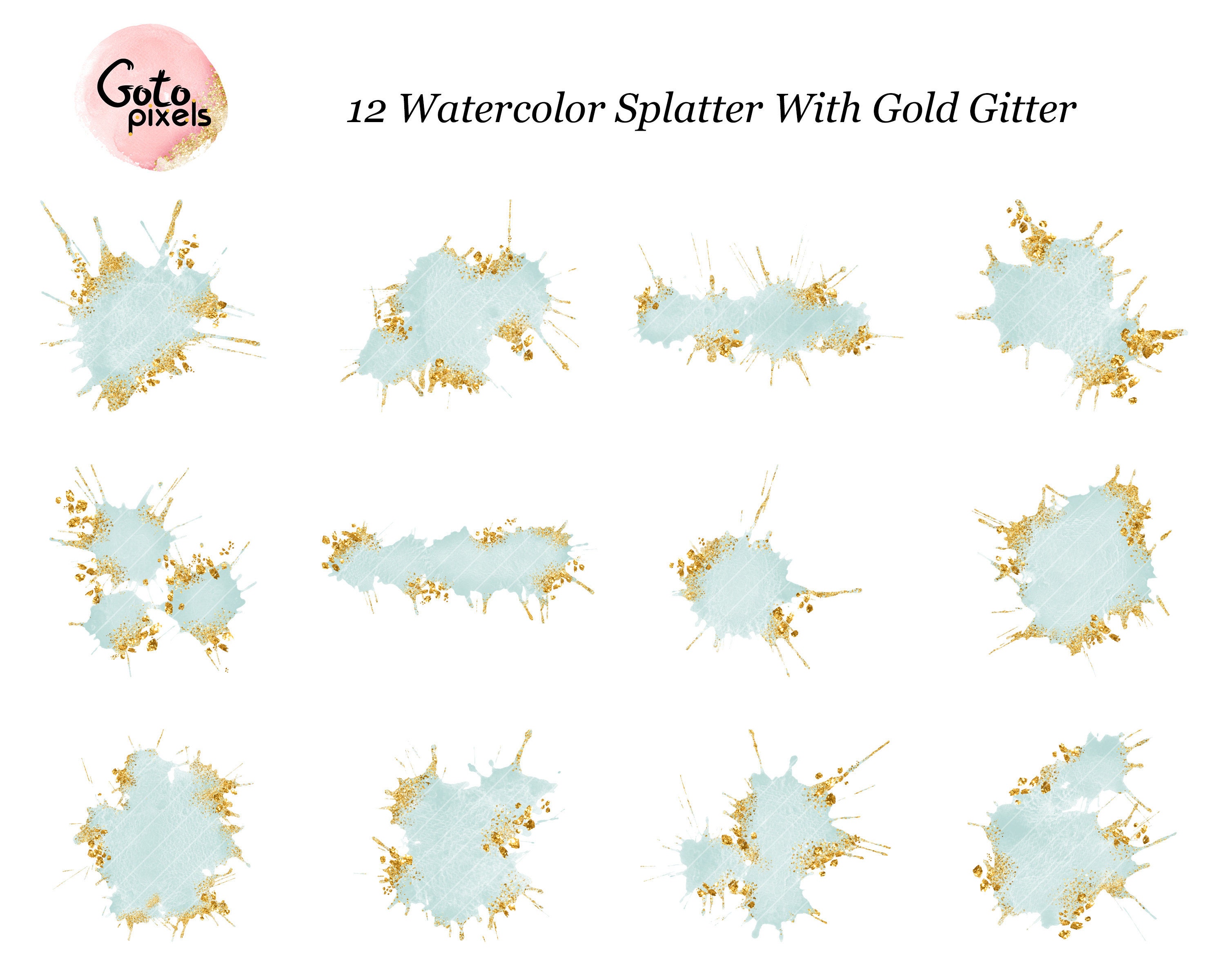 Aqua Watercolor Splatter clipart Splashes and Splotches clip | Etsy